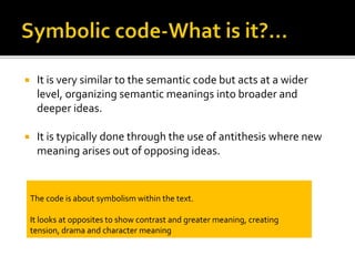 Barthes enigma codes symbolic code | PPTX