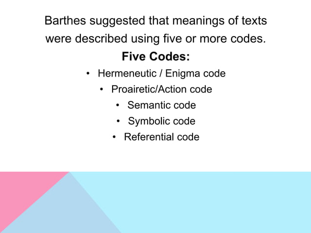 Barthes’ enigma theory | PPT