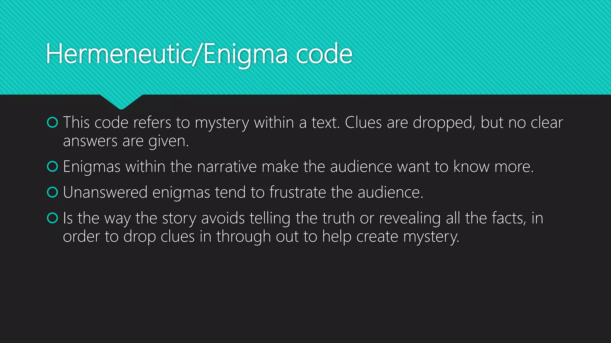 Barthes’ five narrative codes | PPTX