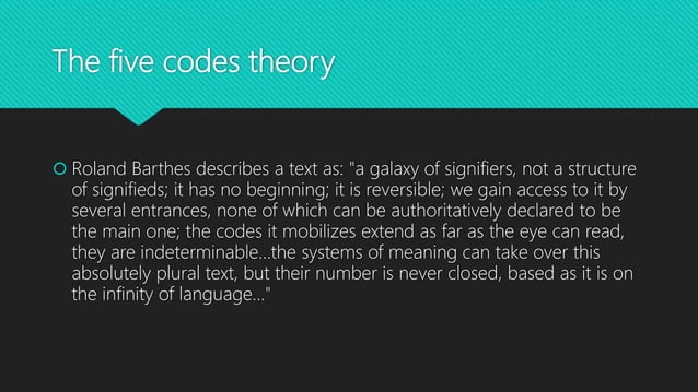 Barthes’ five narrative codes | PPTX