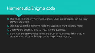 Barthes’ five narrative codes | PPTX