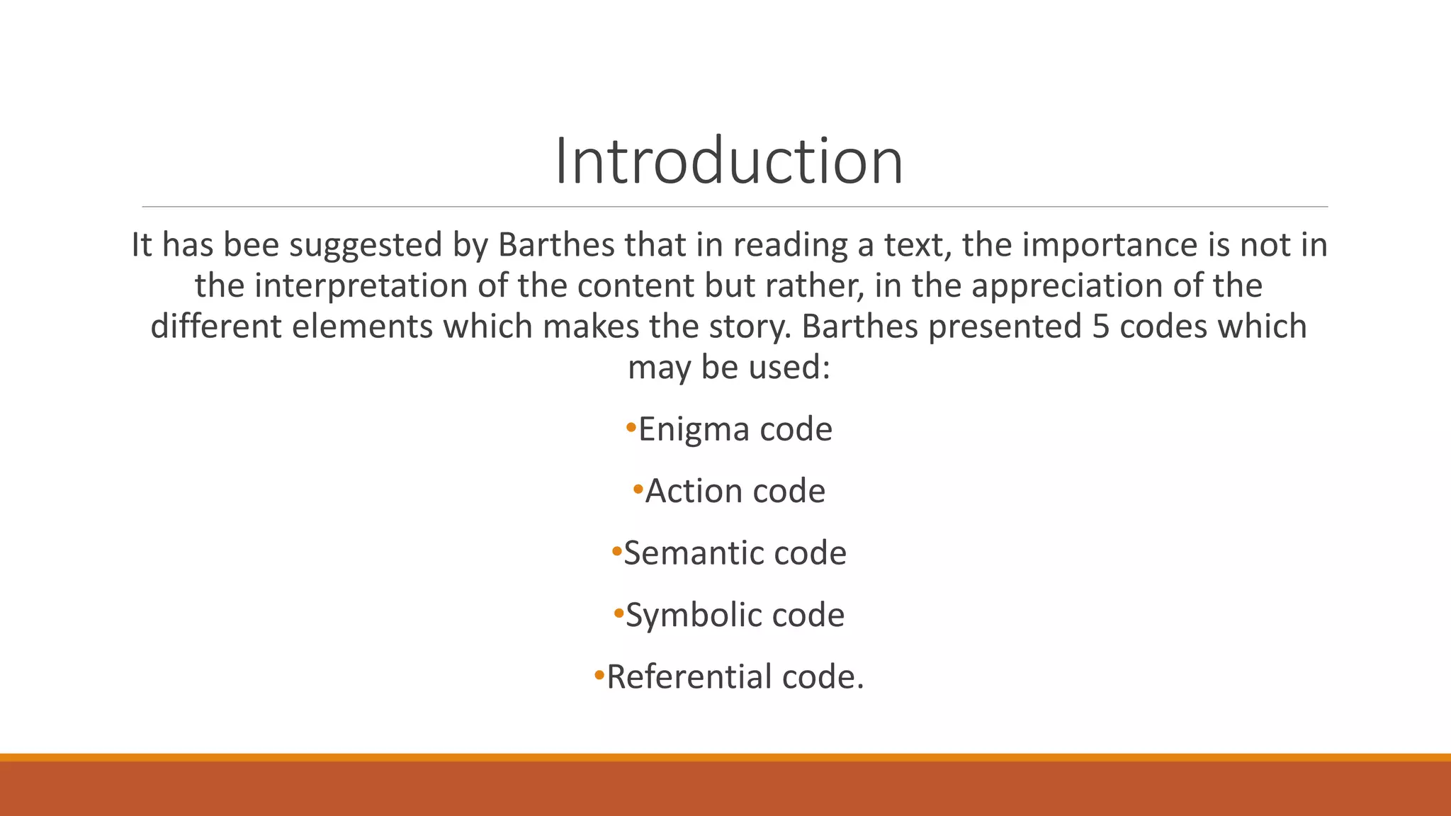 Barthes Narrative Codes | PPT