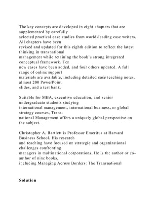 BARTLETT & BEAMISHTRANSNATIONAL MANAGEMENT9.docx | Publishing Industry ...