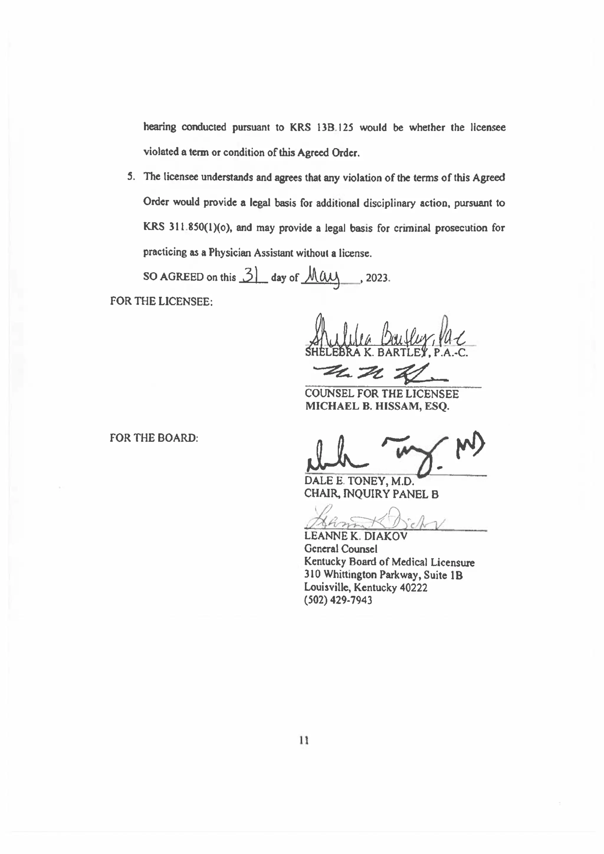 Agreed order restricting license | PDF