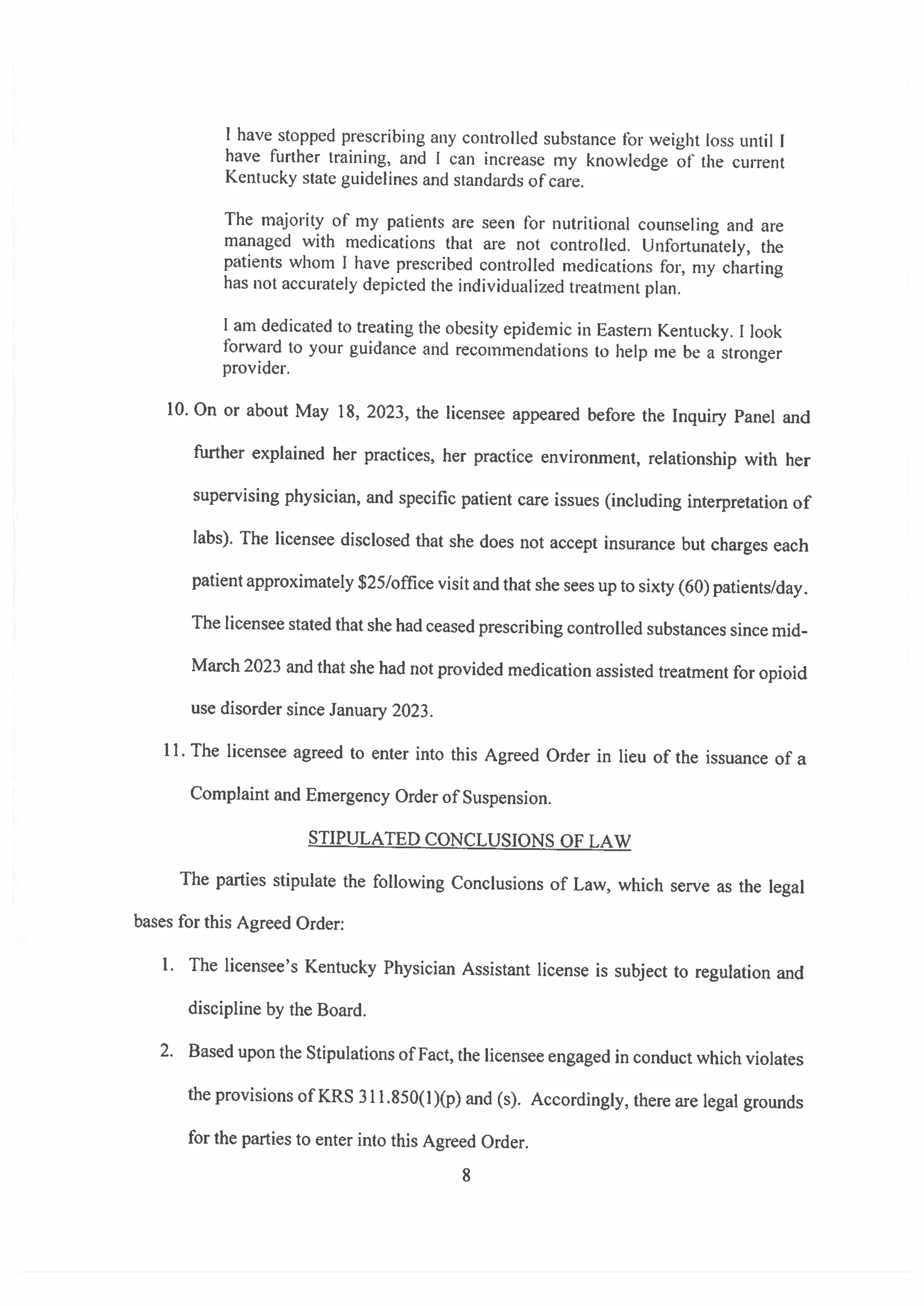 Agreed order restricting license | PDF