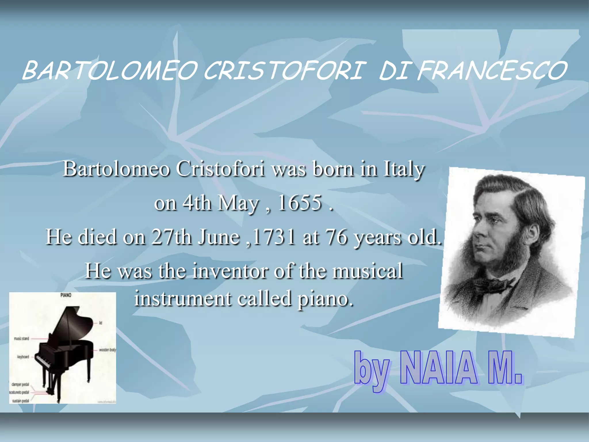 Bartolomeo cristofori (piano) | PPT