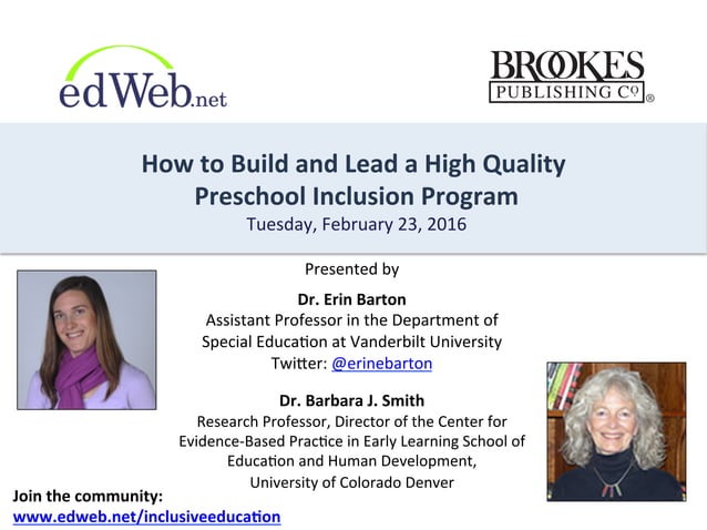 How to Build and Lead a High Quality Preschool Inclusion Program | PPT