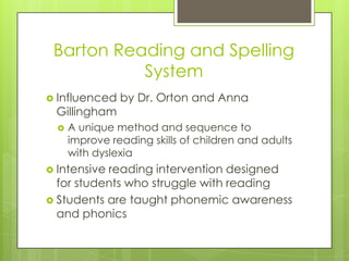 Barton reading and spelling powerpoint | PPTX