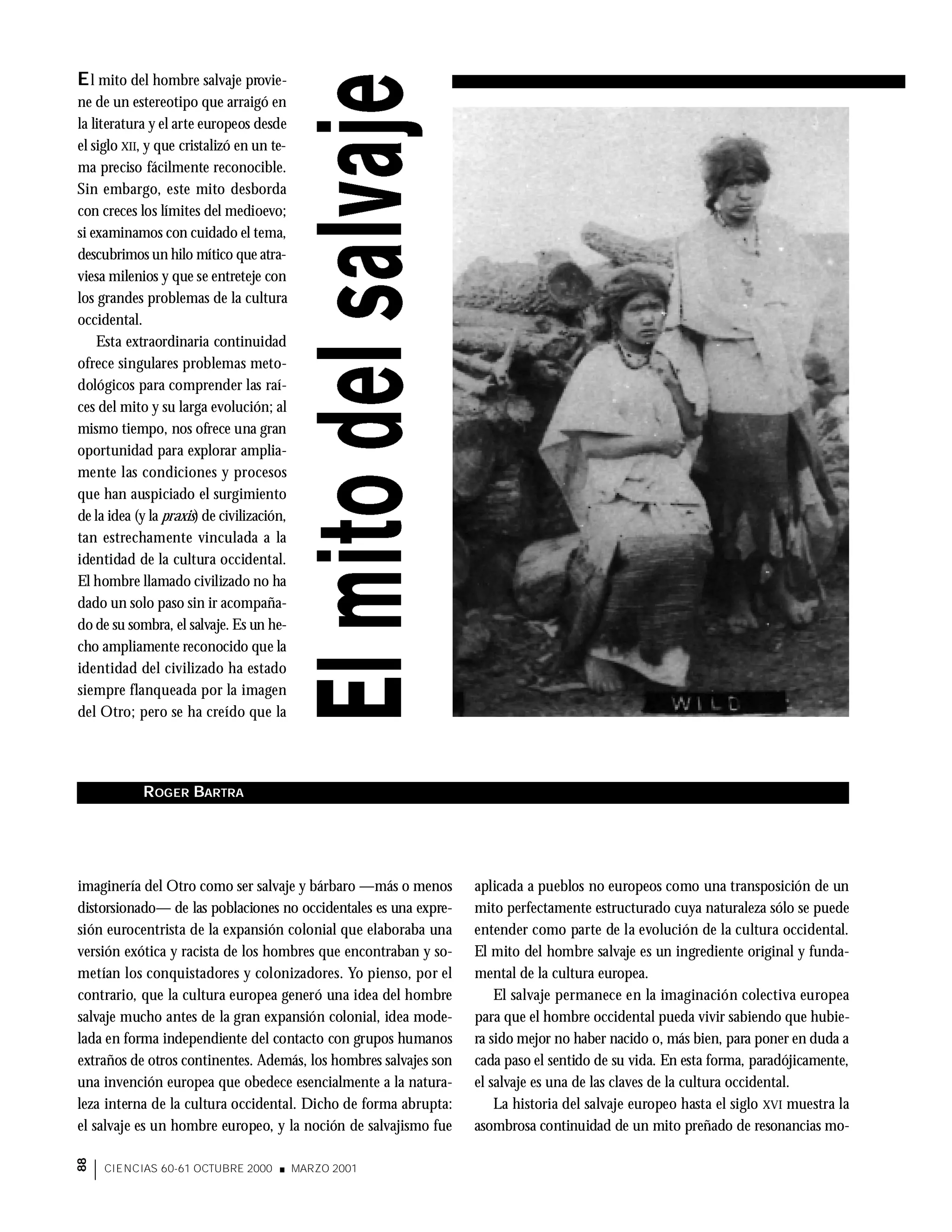 Bartra. el mito del salvaje | PDF