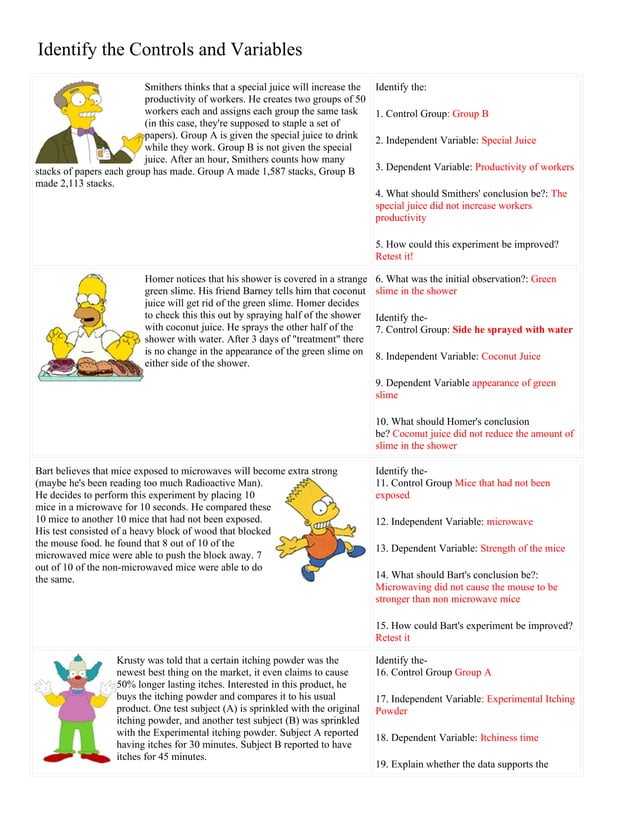 Bart Simpson Controls And Variables With Answers | DOC | Bath and ...