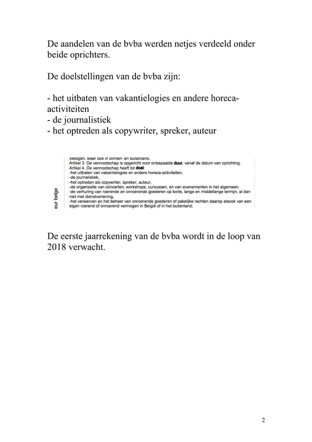 Bart Steenhaut en Eva Berghmans richten bvba op | PDF