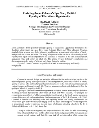 Bartz, david e revisiting james colemans epic study entitled equality ...