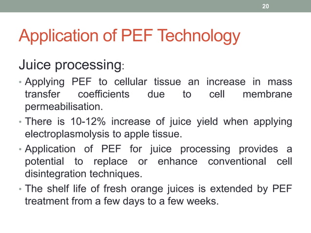 pulse electric field for food processing technology | PPTX | Food & Drink