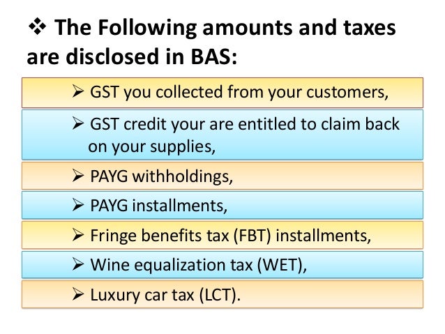 BAS Business Activity Statement Presentation