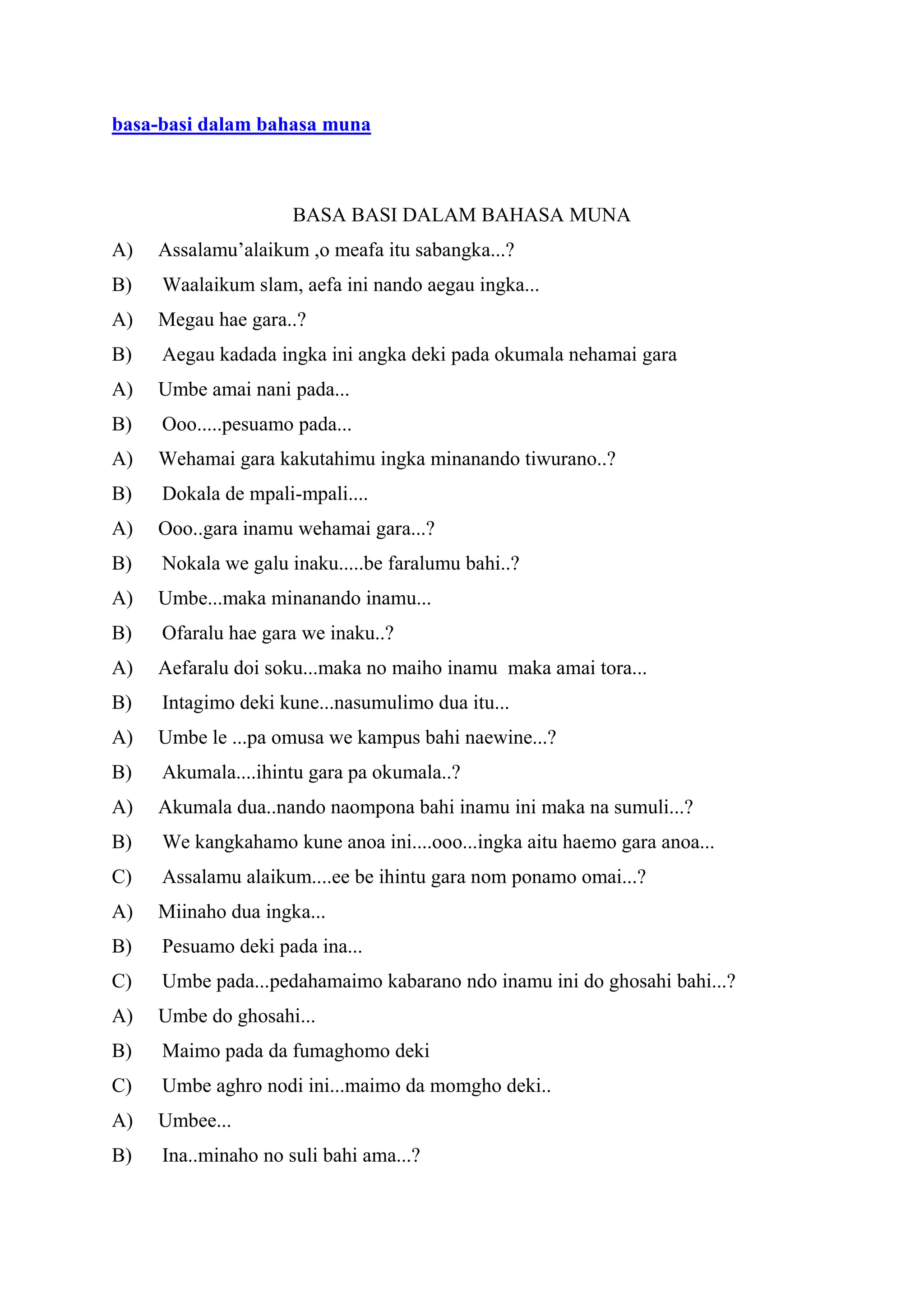 Basa basi dalam bahasa muna | DOCX