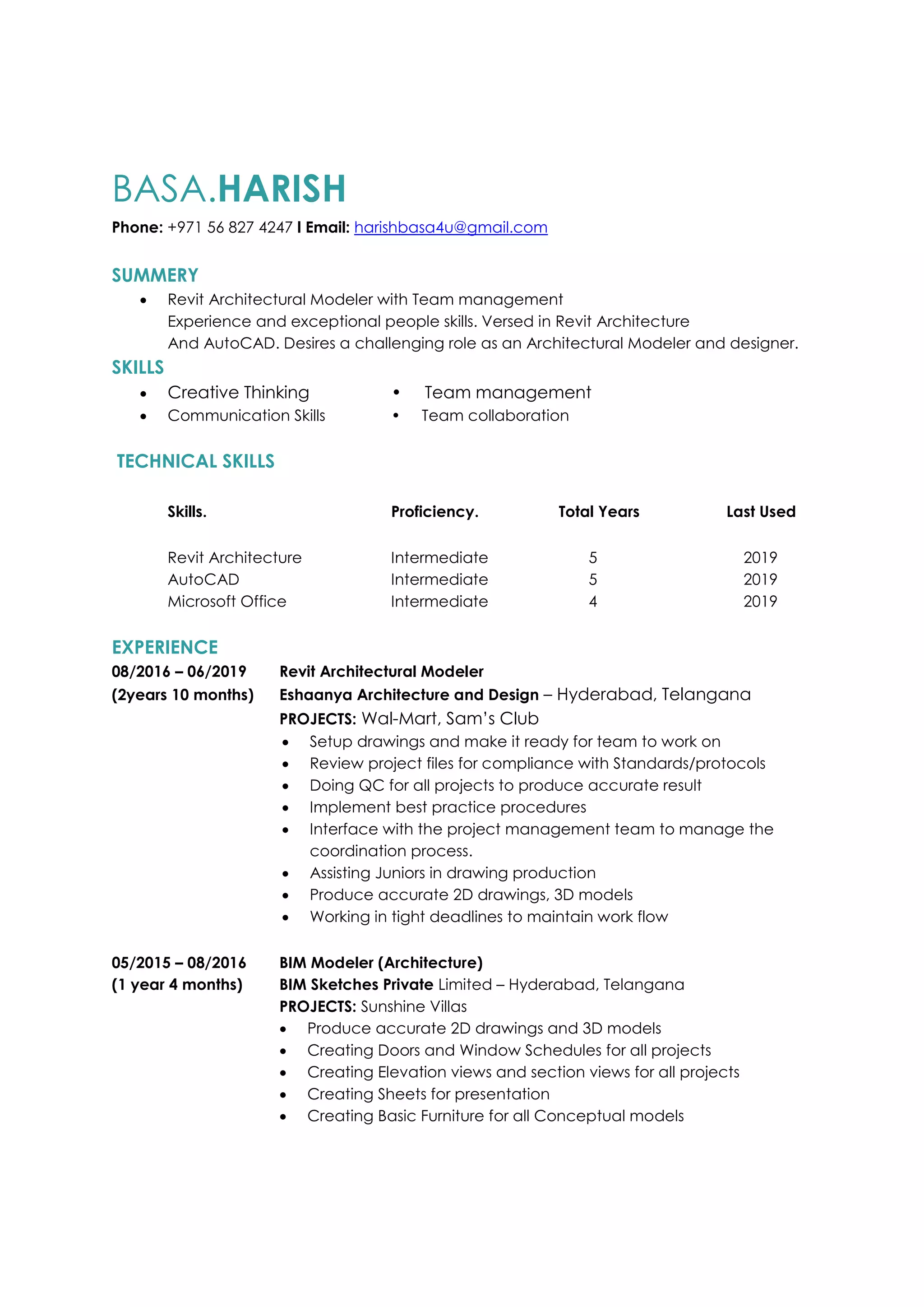 Revit Architerutal or BIM Modeler | PDF
