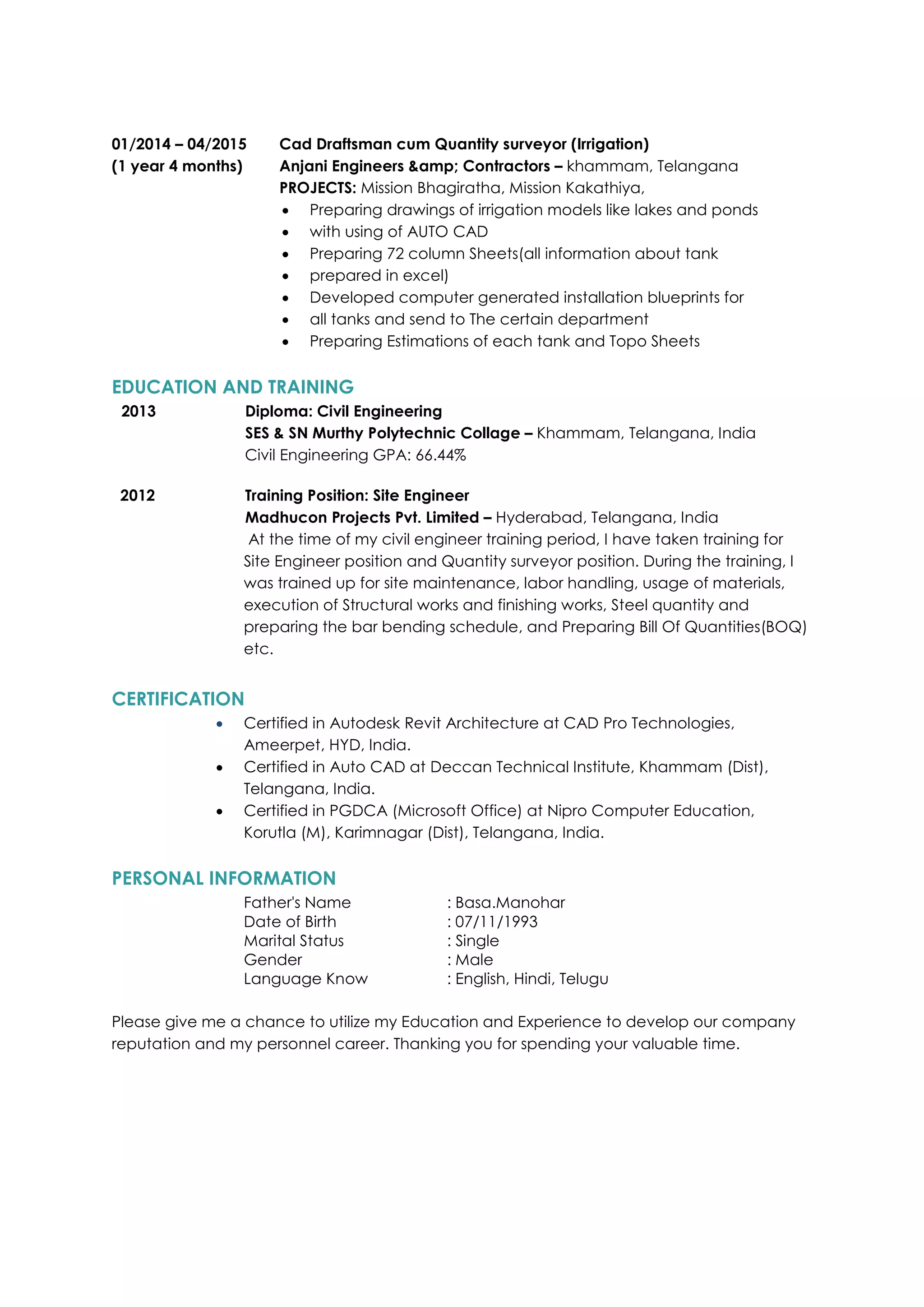 Revit Architerutal or BIM Modeler | PDF