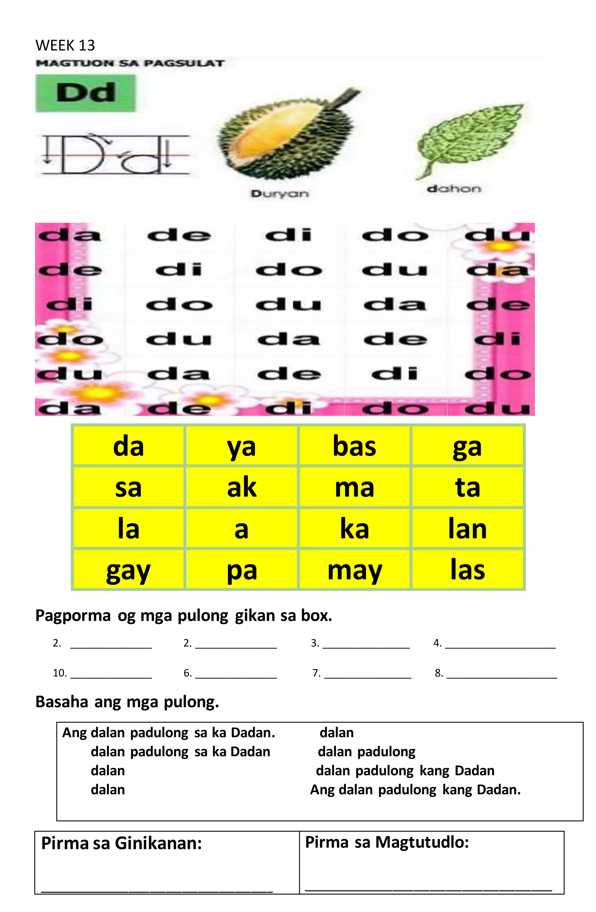 Basahon weekly mtb | DOCX