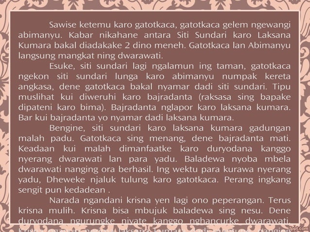 Ghatotkacasraya (Kakawin Kerajaan Kediri pada masa jayabaya) | PPT