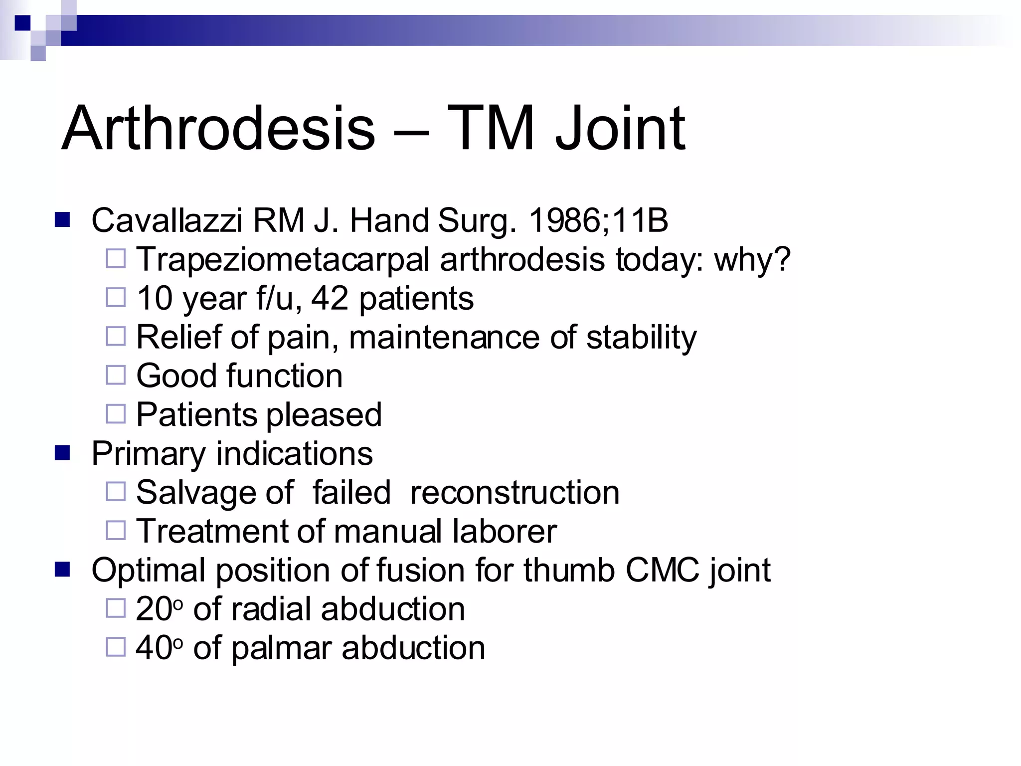 Basal Joint Arthritis Of The Thumb | PPT