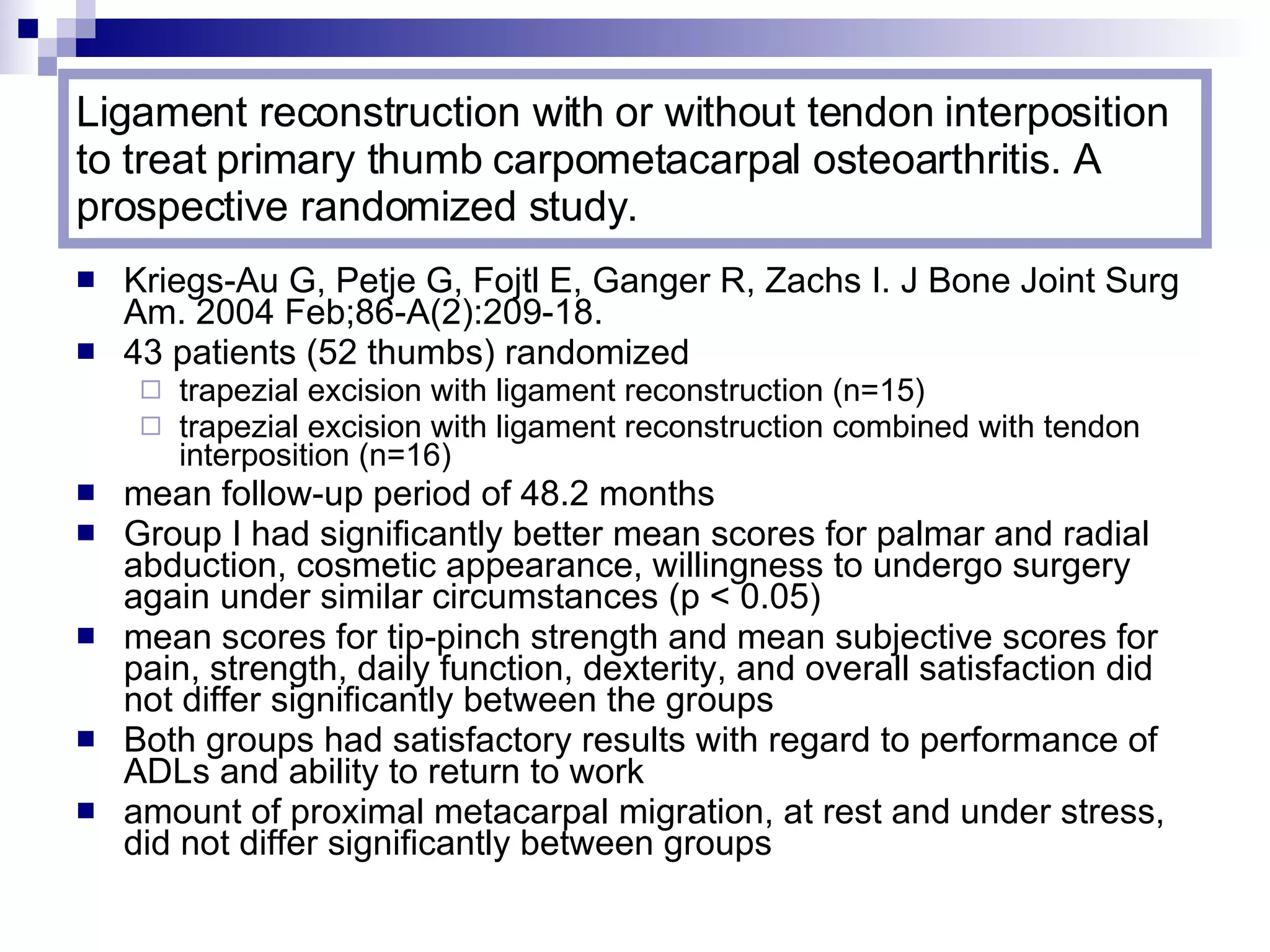 Basal Joint Arthritis Of The Thumb | PPT