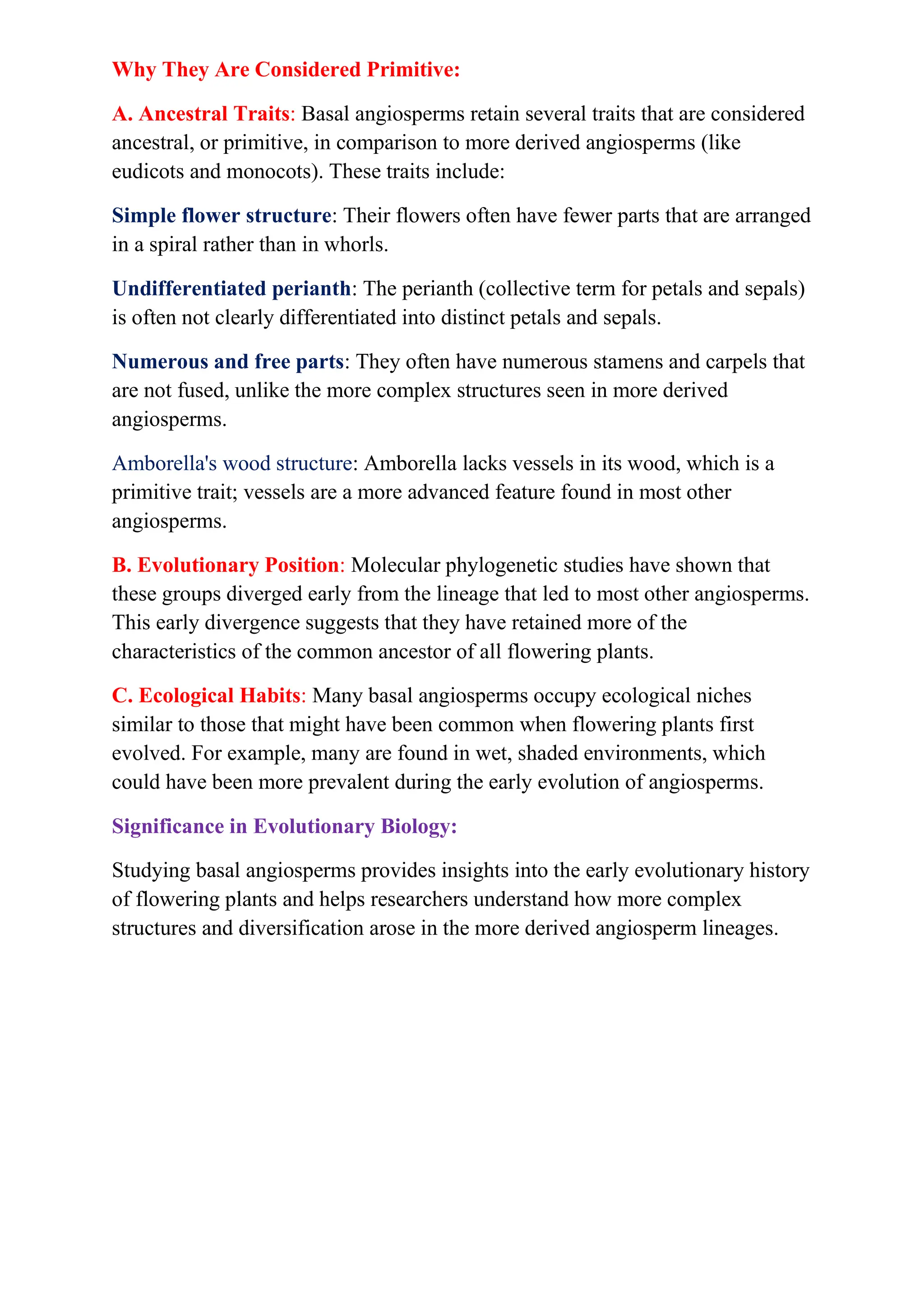 Basal angiosperms || Key Groups of Basal Angiosperms | PDF
