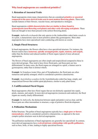 Basal angiosperms || Key Groups of Basal Angiosperms | PDF