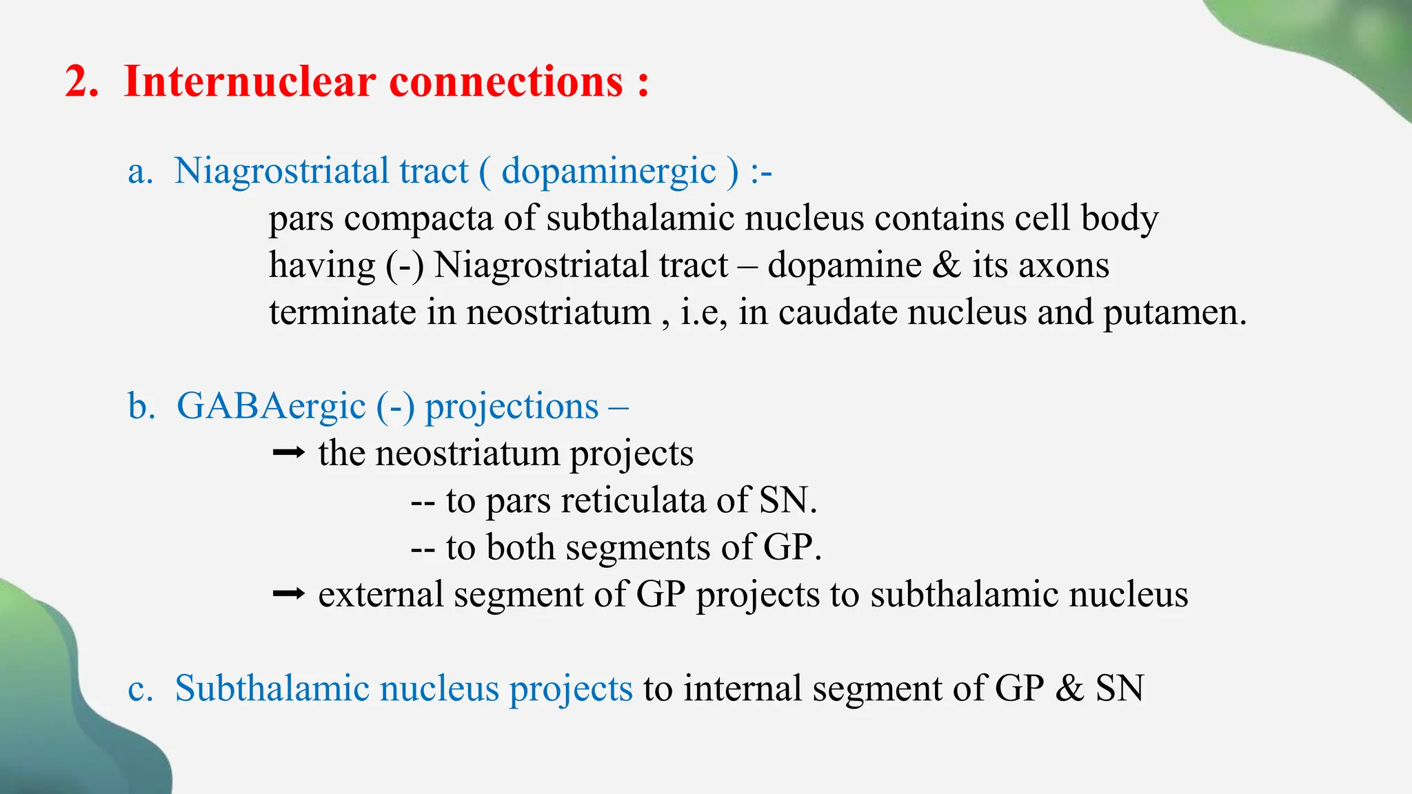 Basal ganglia , Introduction, Anatomy - Components connections pathway ...