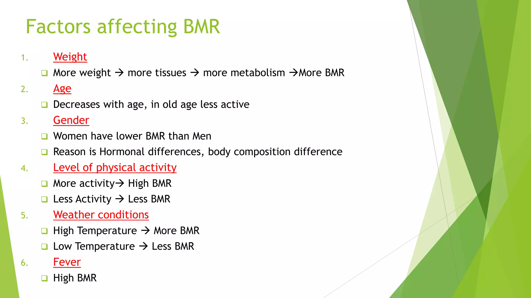 Basal metabolic rate (bmr) and basal metabolic index (bmi) (mushtaq ...