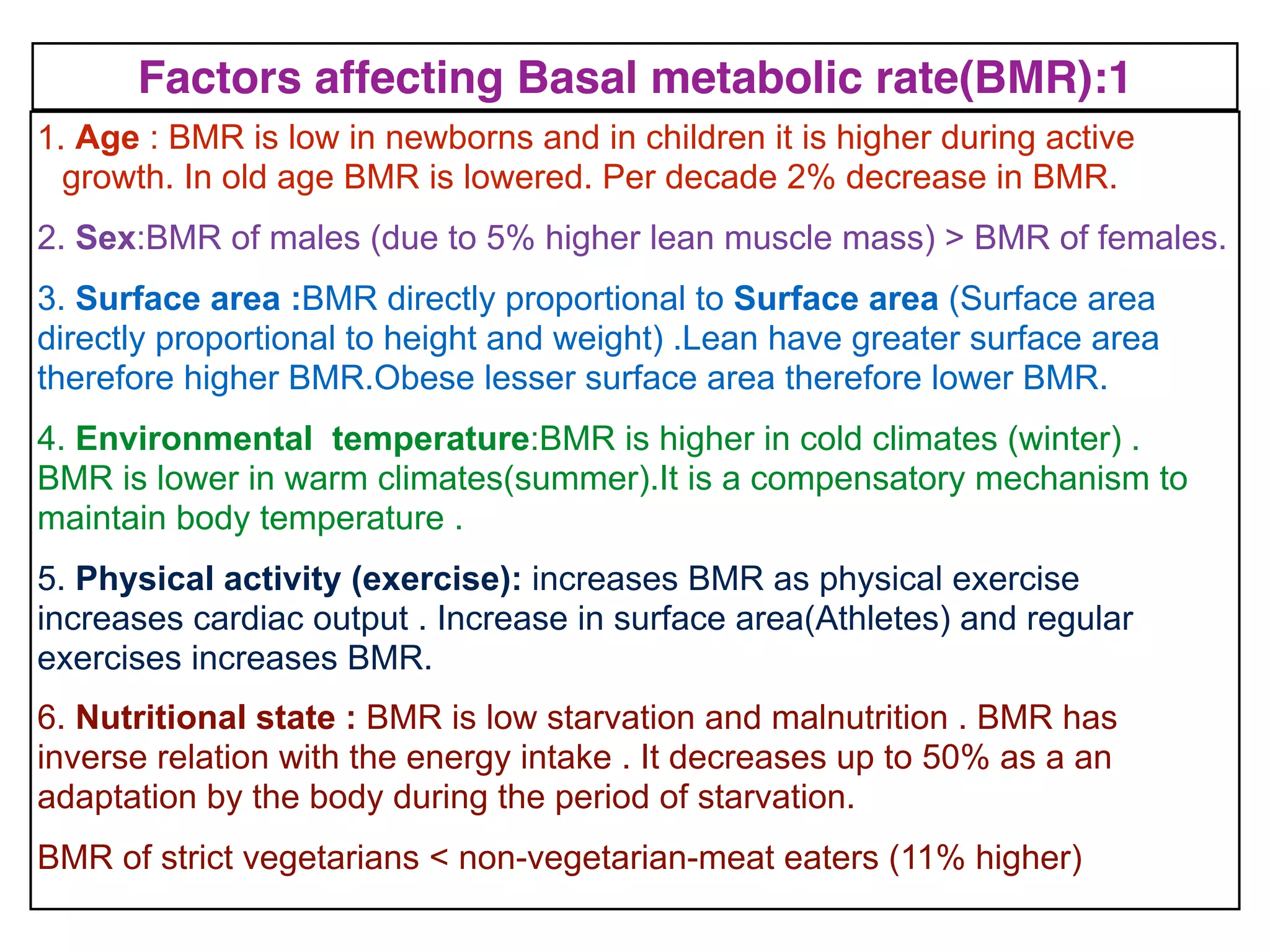 Basal metabolic rate(bmr)and nutrition | PDF