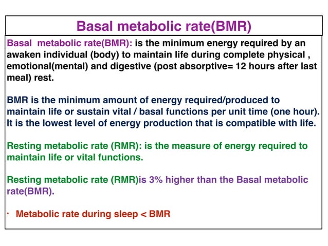 Basal metabolic rate(bmr)and nutrition | PDF | Endocrine and Metabolic ...