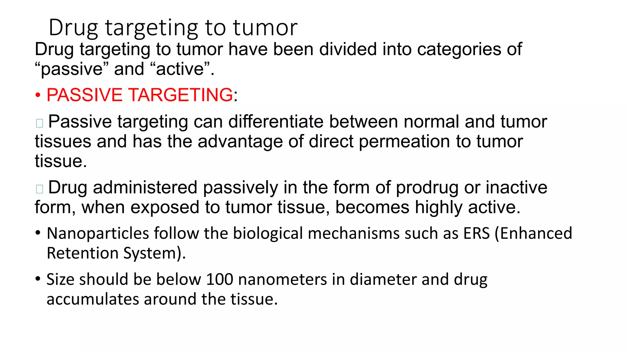 Tumor targeting drug delivery systems by basant | PPT