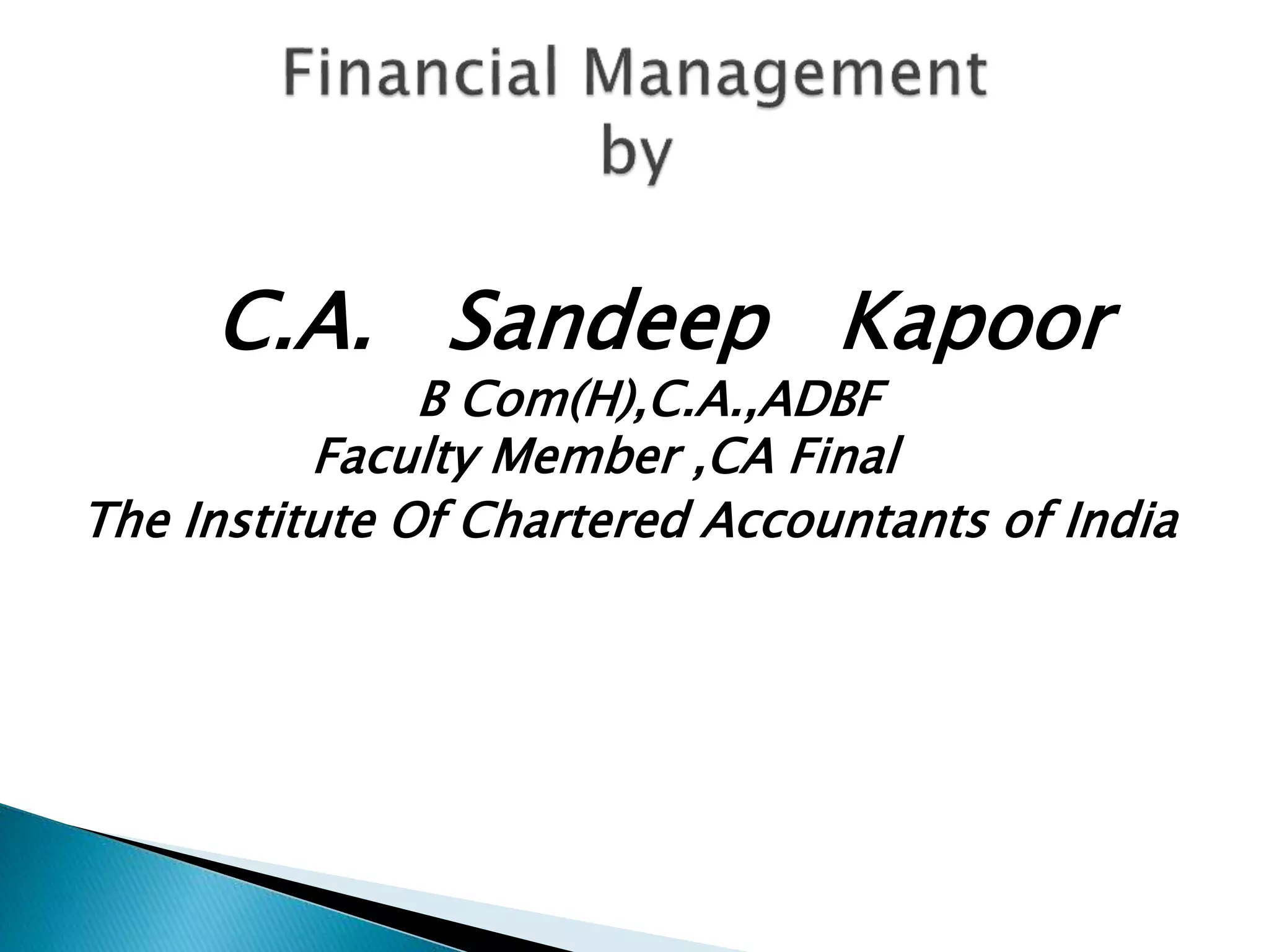 BASCIC OF FINANCIAL MANAGEMENT.ppt | Business Accounting & Finance | Business