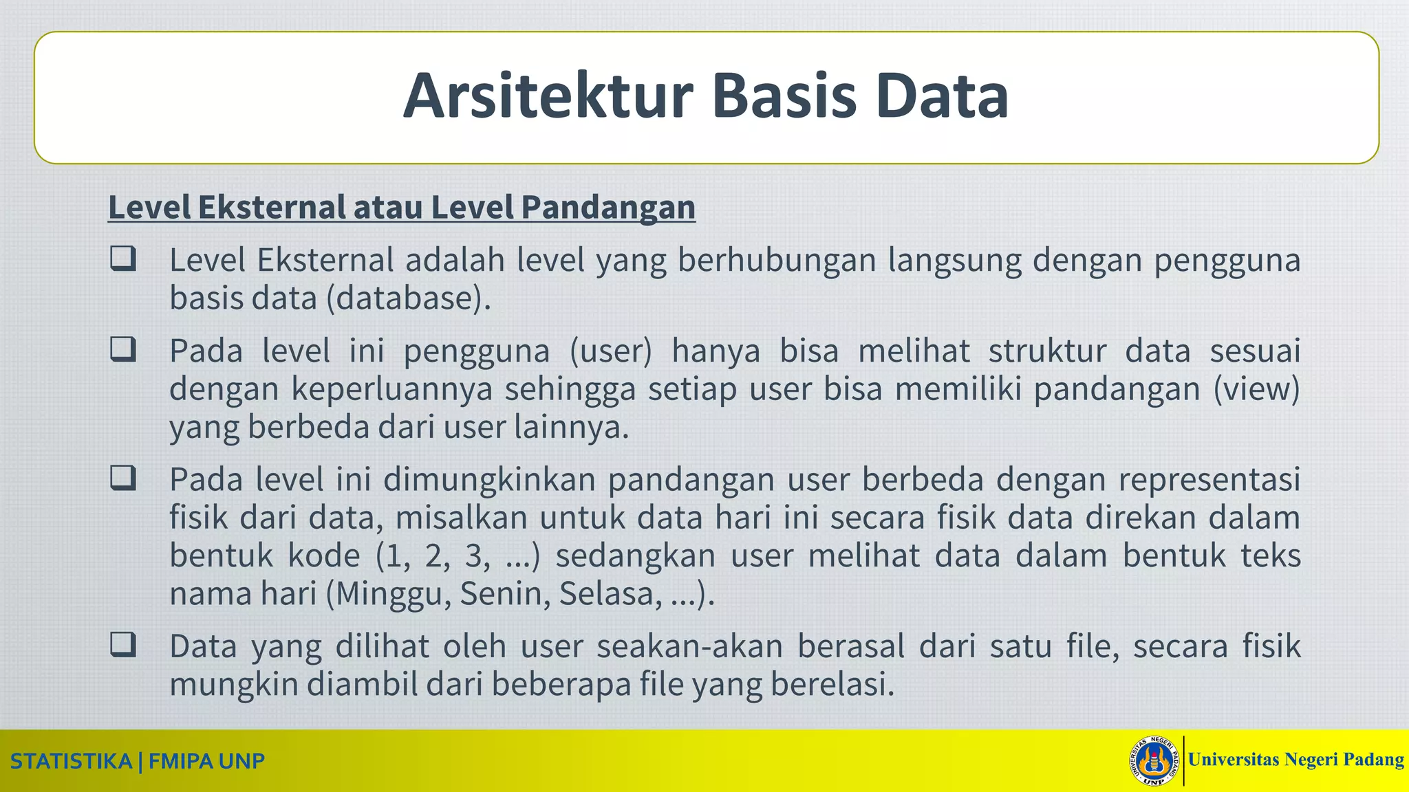 Basdat minggu 02. Basis Data dalam Sistem Informasi Dan Arsitektur Basis Data | PPT