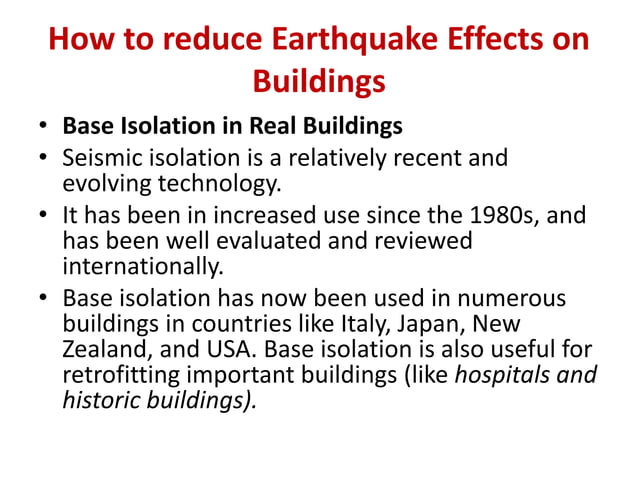How to reduce Earthquake Effects on Buildings? | PPTX | Civil ...