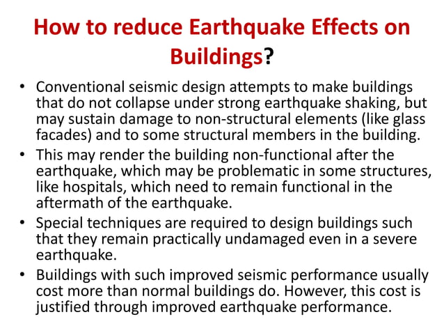 How to reduce Earthquake Effects on Buildings? | PPTX | Civil ...
