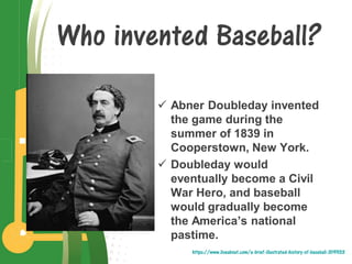 Baseball lesson history, equipment, skills | PPT