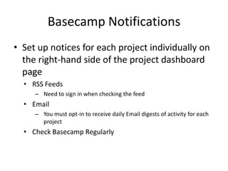 Basecamp Tutorial Summer 2011 | PPT