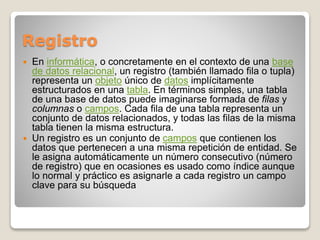 Base de datos informatica | PPTX