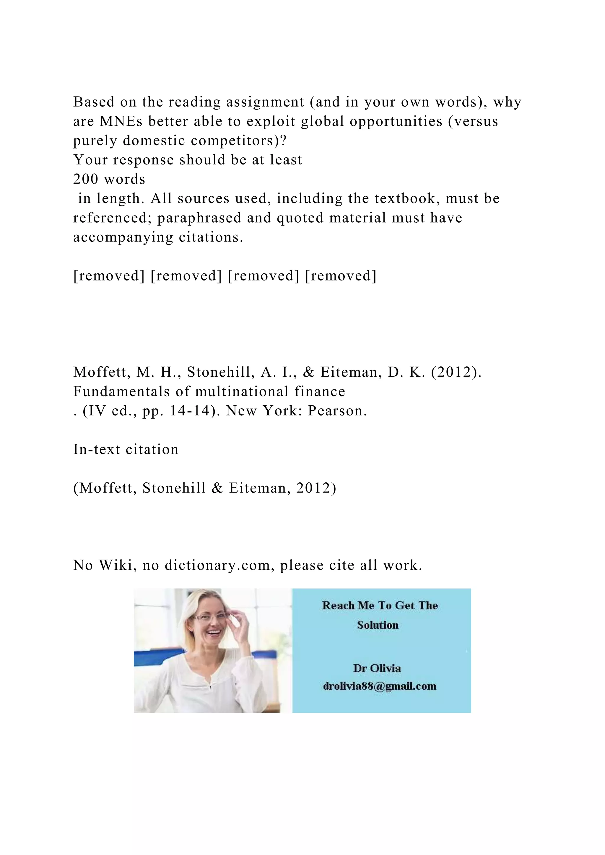 Based on the reading assignment (and in your own words), why are MNE.docx | Business | Business ...