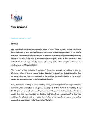 Base isolation | DOCX | Civil Engineering Industry | Industries