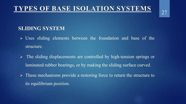 Base isolation of structures
