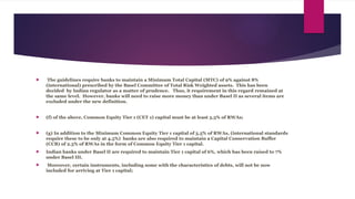 BASEL - III norms for Indian banks as per RBI regulations | PPTX