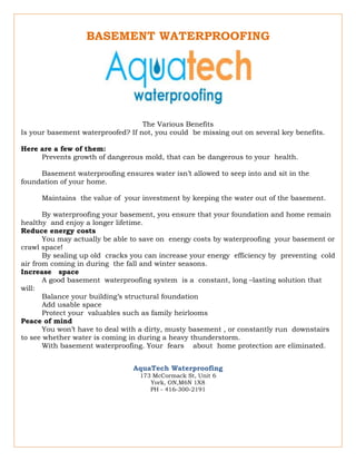 BASEMENT WATERPROOFING | PDF