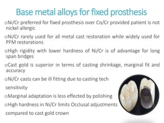 Base Metal Casting alloys Dr Ambreen | PPT