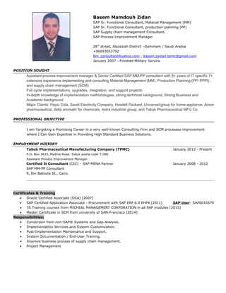 Basem zidan resume | DOC | Logistics | Business