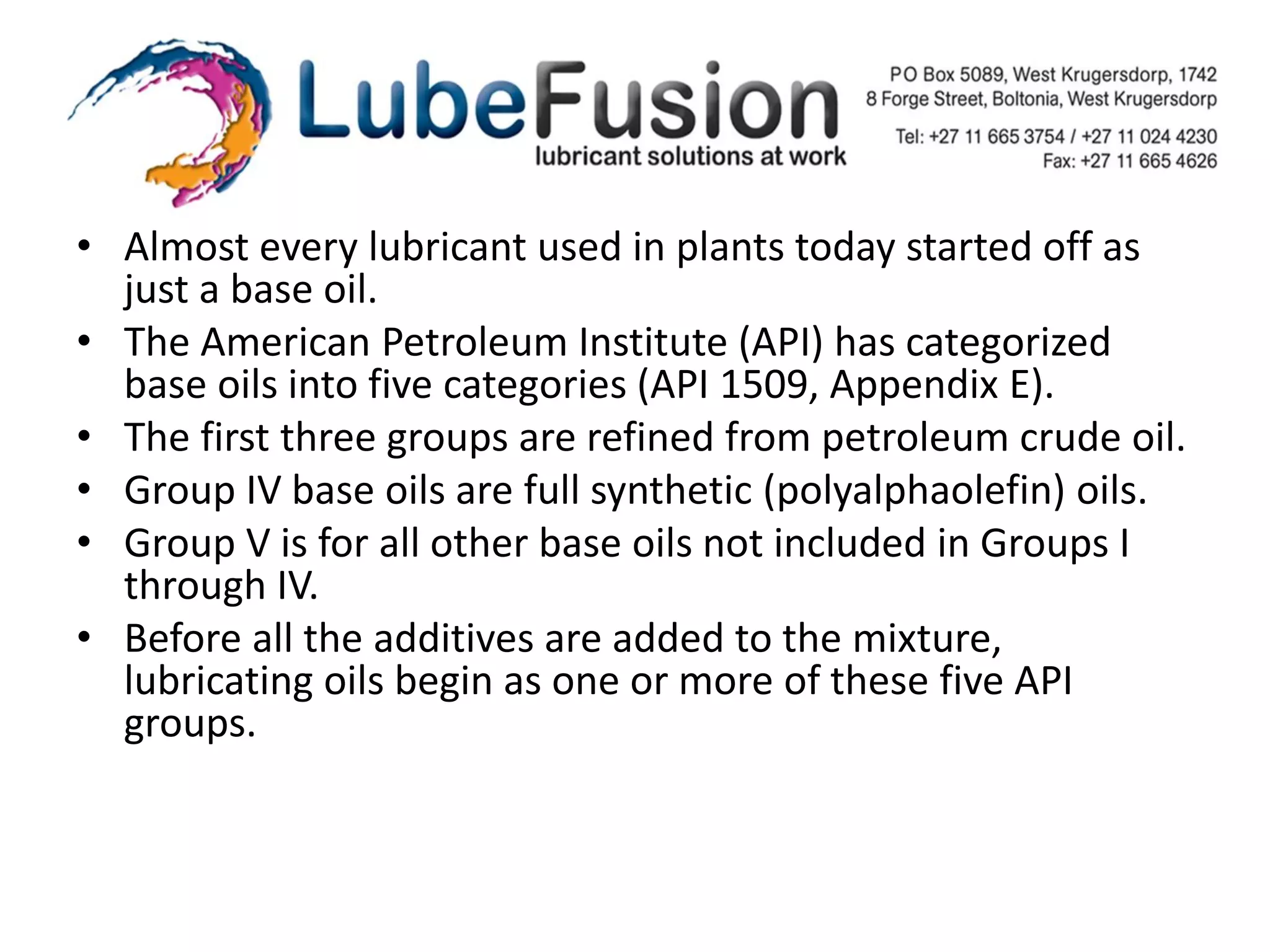 Base oil chemistry | PDF