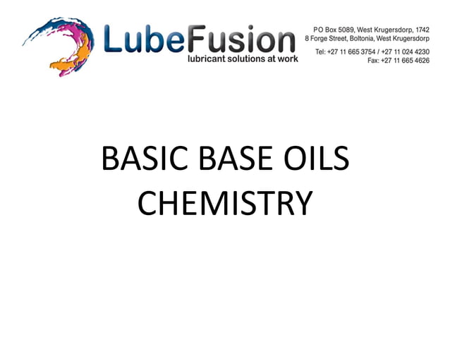 Base oil chemistry | PDF