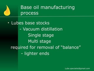 Base oils for lubricants manufacture & classification | PPT