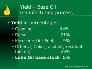 Base oils for lubricants manufacture & classification | PPT